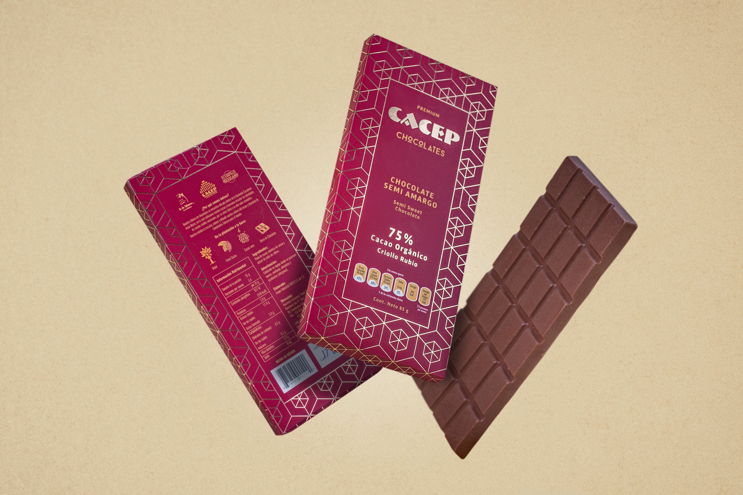 Barra de 85g Chocolate 75% Cacao Rubio – CACEP Chocolates