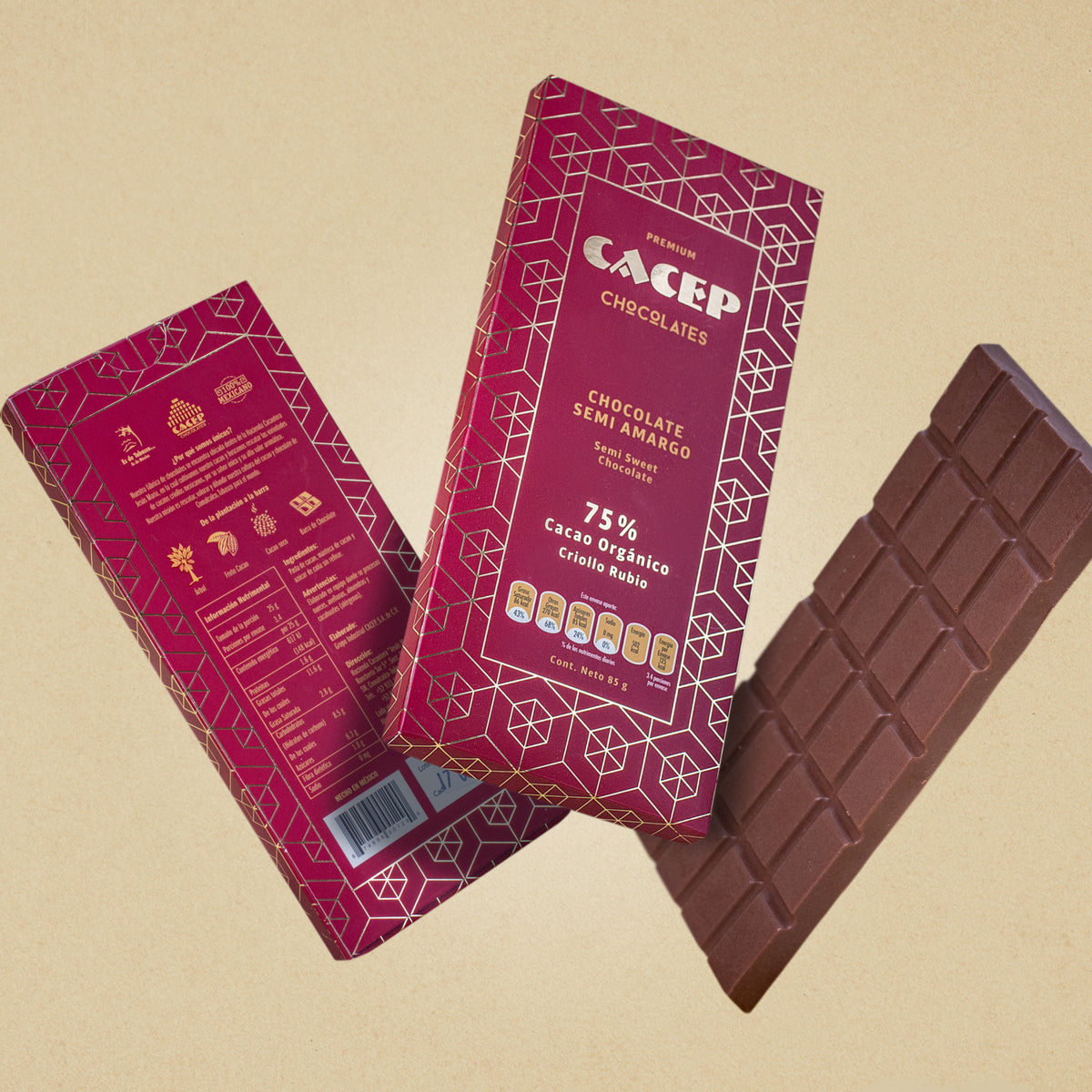 Barra de 85g Chocolate 75% Cacao Rubio – CACEP Chocolates