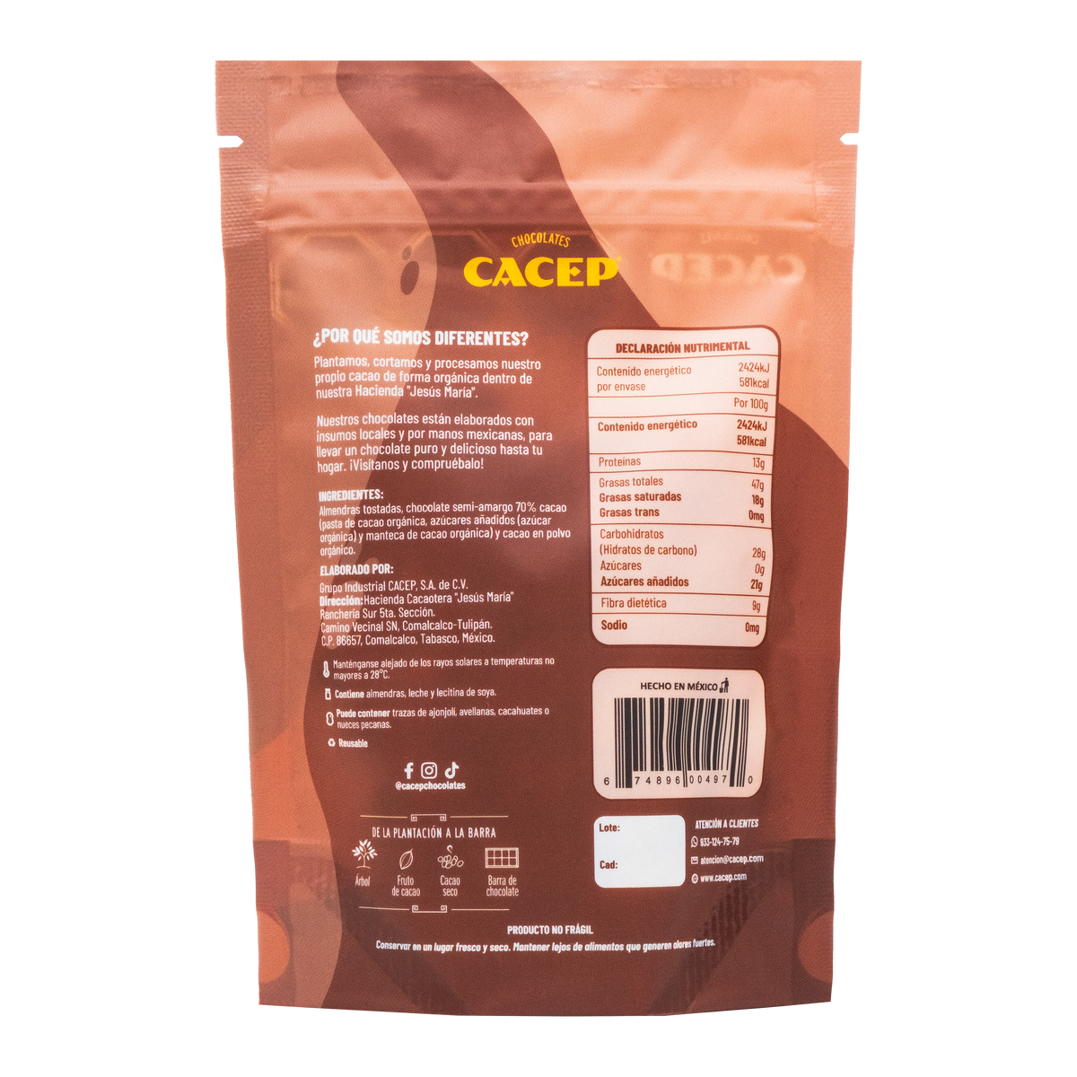 Almendras con Chocolate 70%, 100 g, Confitura – CACEP Chocolates