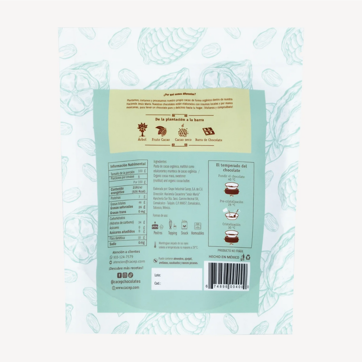 Gotas de Chocolate 70% Cacao SIN AZÚCAR 500 g – CACEP Chocolates