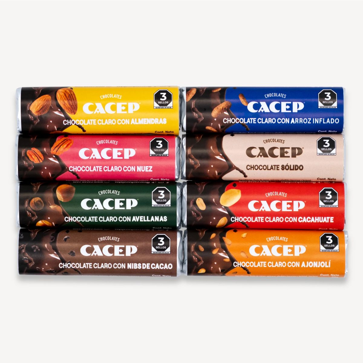 Paquete barritas de 20g surtidas (con semillas), 8pz – CACEP Chocolates